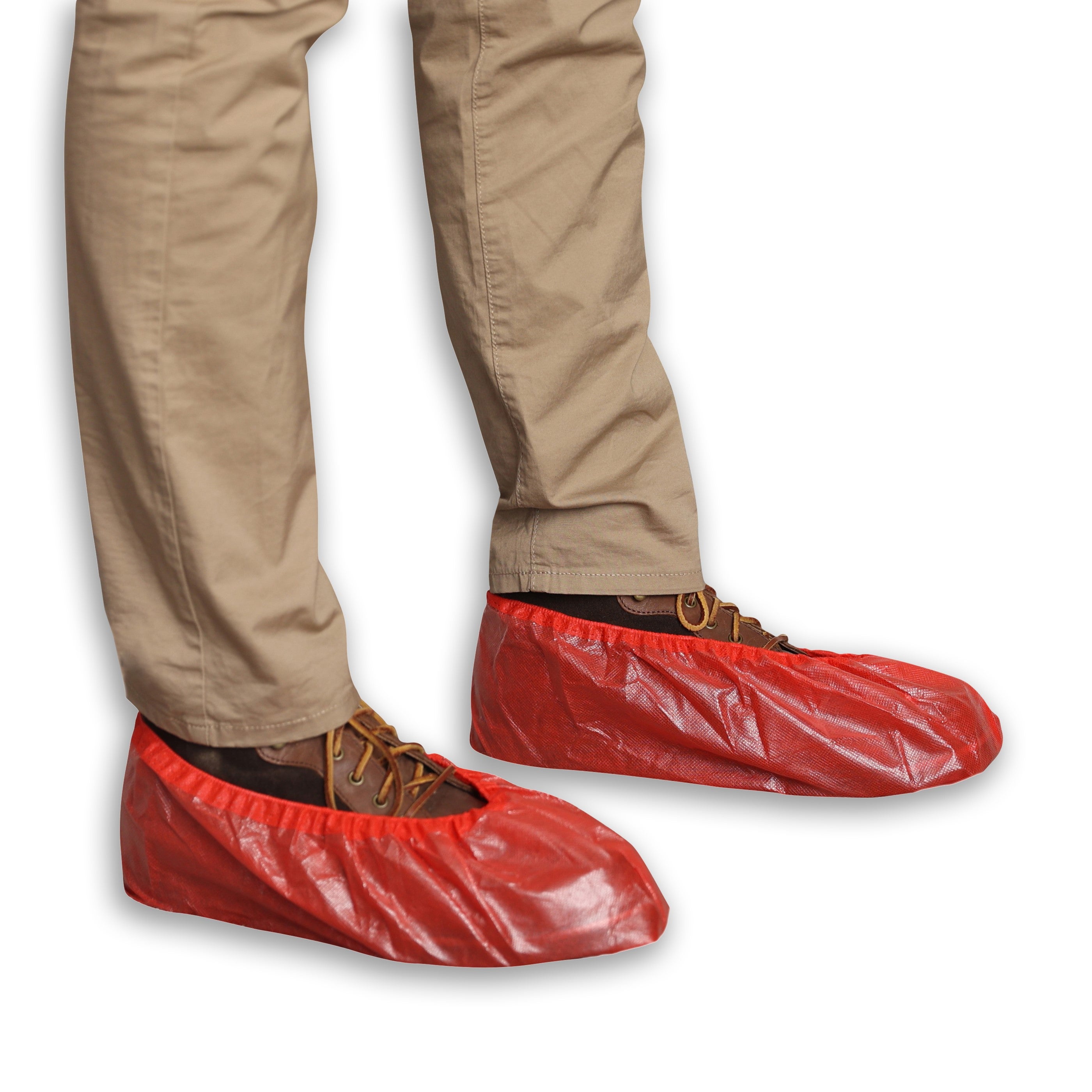 BB5L34 Red Spunbond Polypropylene Coated Shoe Cover