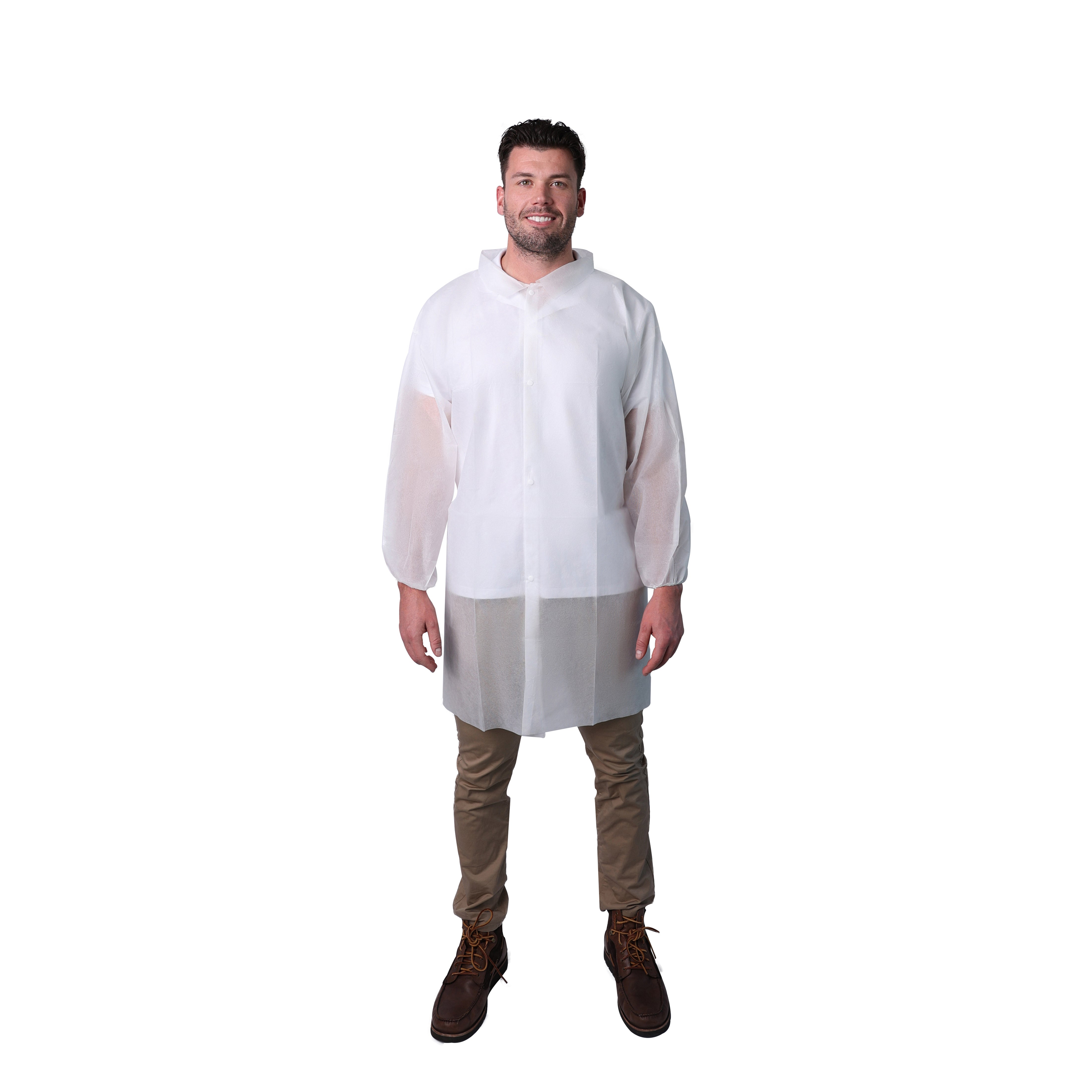 B1CS1 White Medium Weight Polypropylene Lab Coats - No Pockets