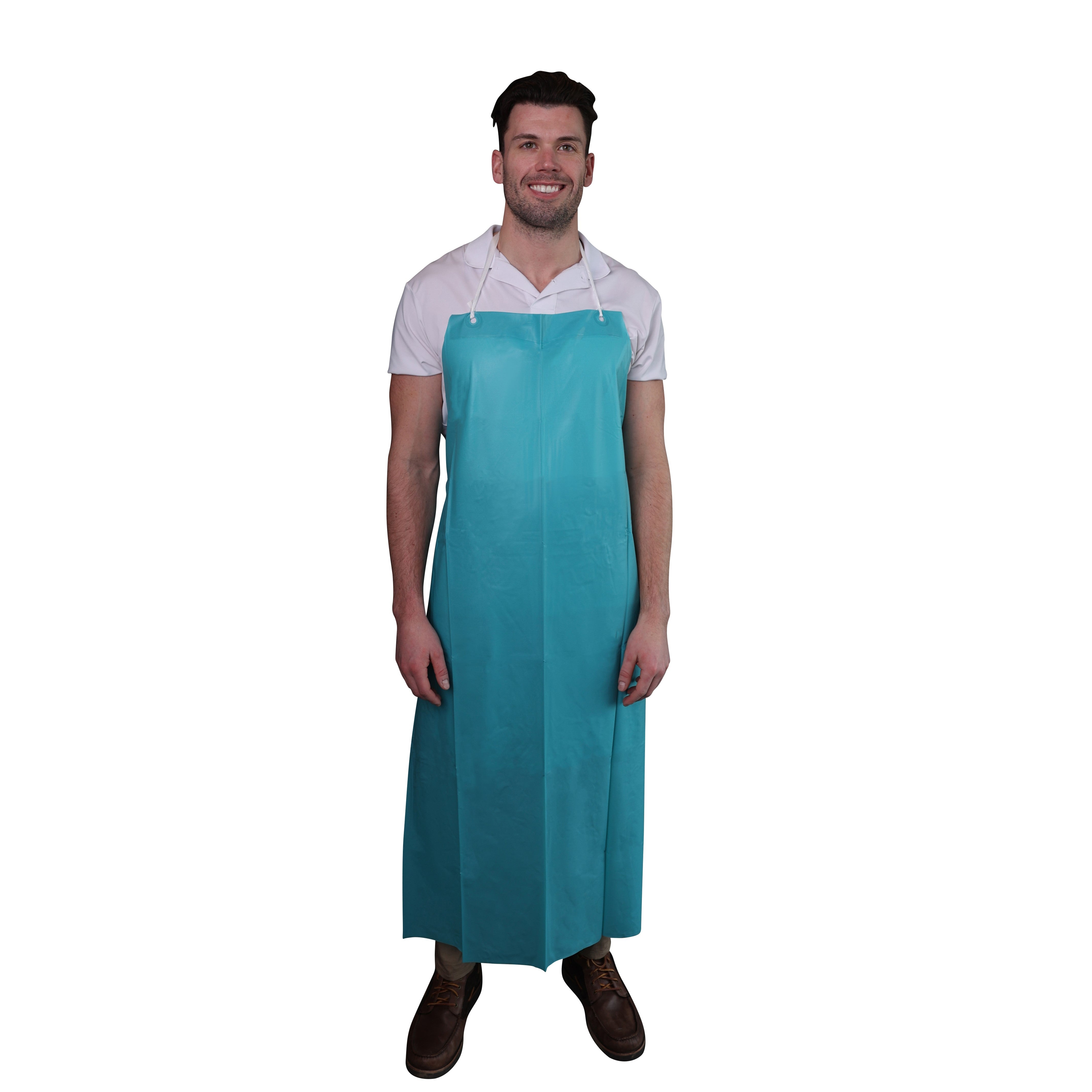 B67U6B 8 mil Green Raw Edge PVC Apron with String Ties
